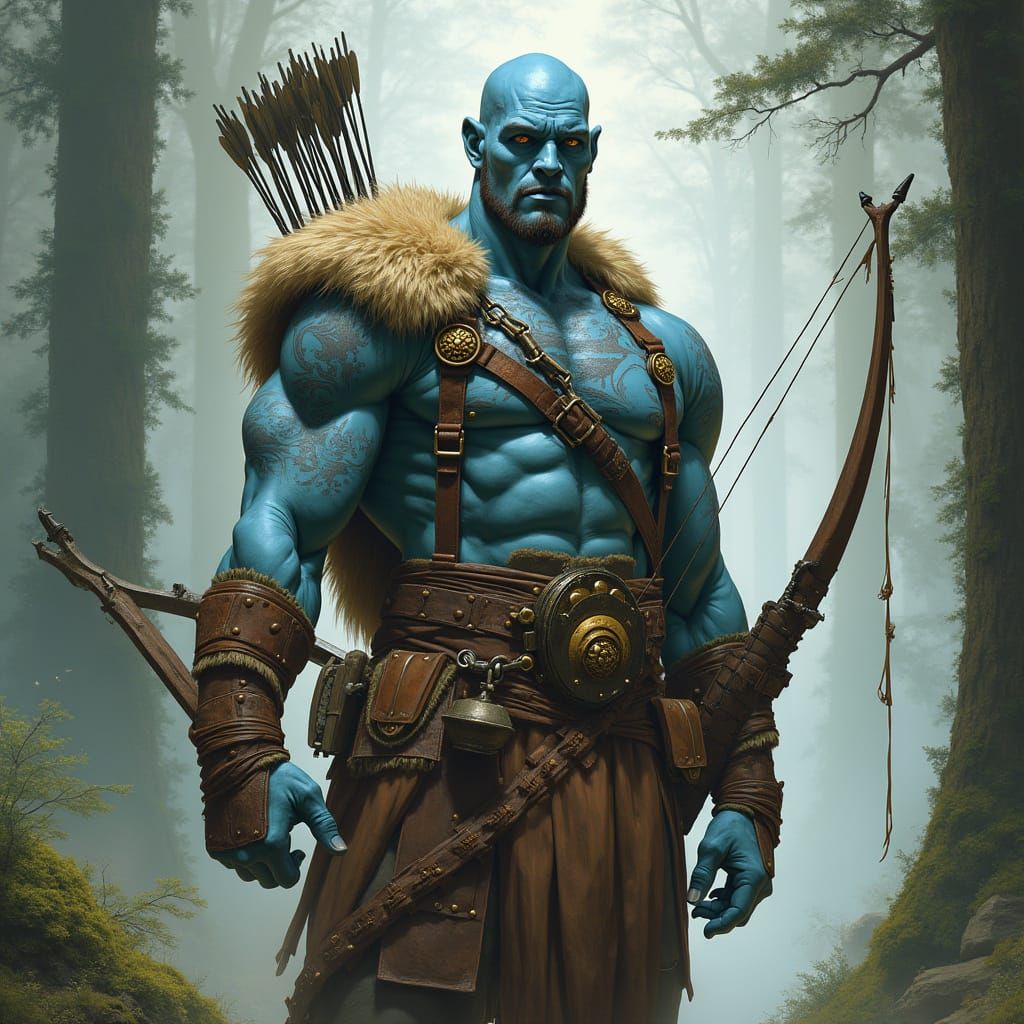 Goliath Ranger in Earth-Toned Leather Armor, Triba... - AI Art