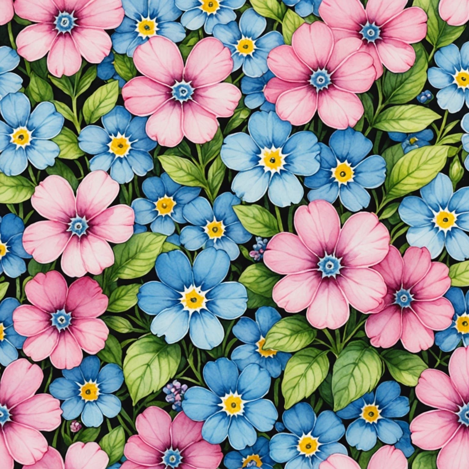 Forget-me-nots - Forget-me-nots in Anime-style Watercolor