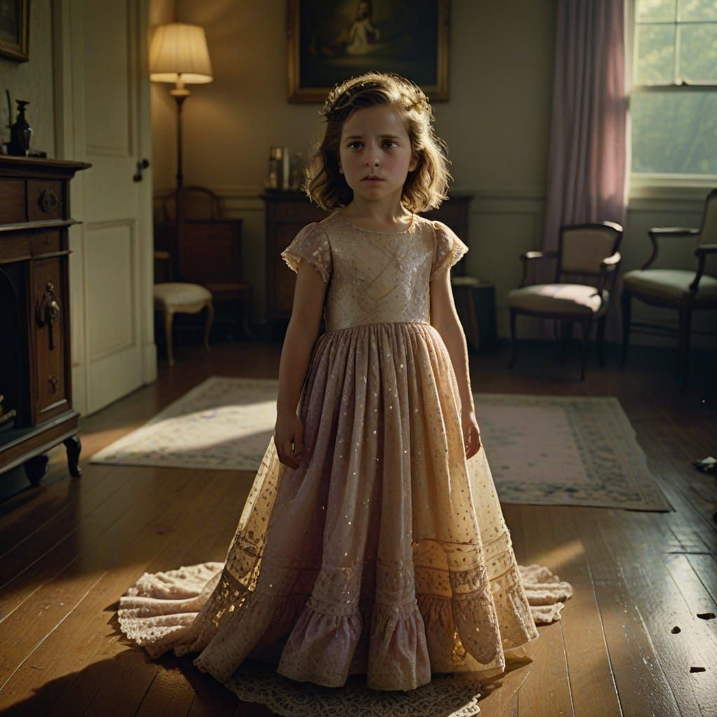 Golden Toddler Princess in Cinematic Elegance - AI Art