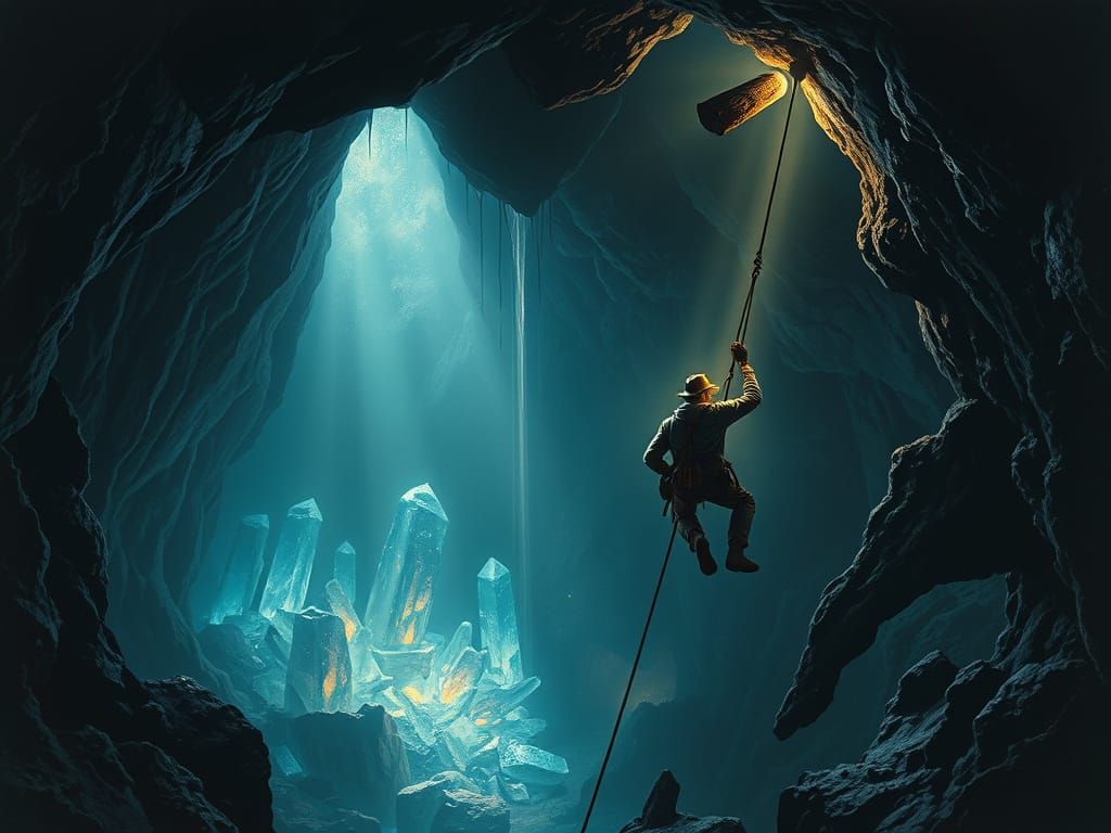 Cavern - Archaeologist in Crystal Cavern: Gothic Surrealism