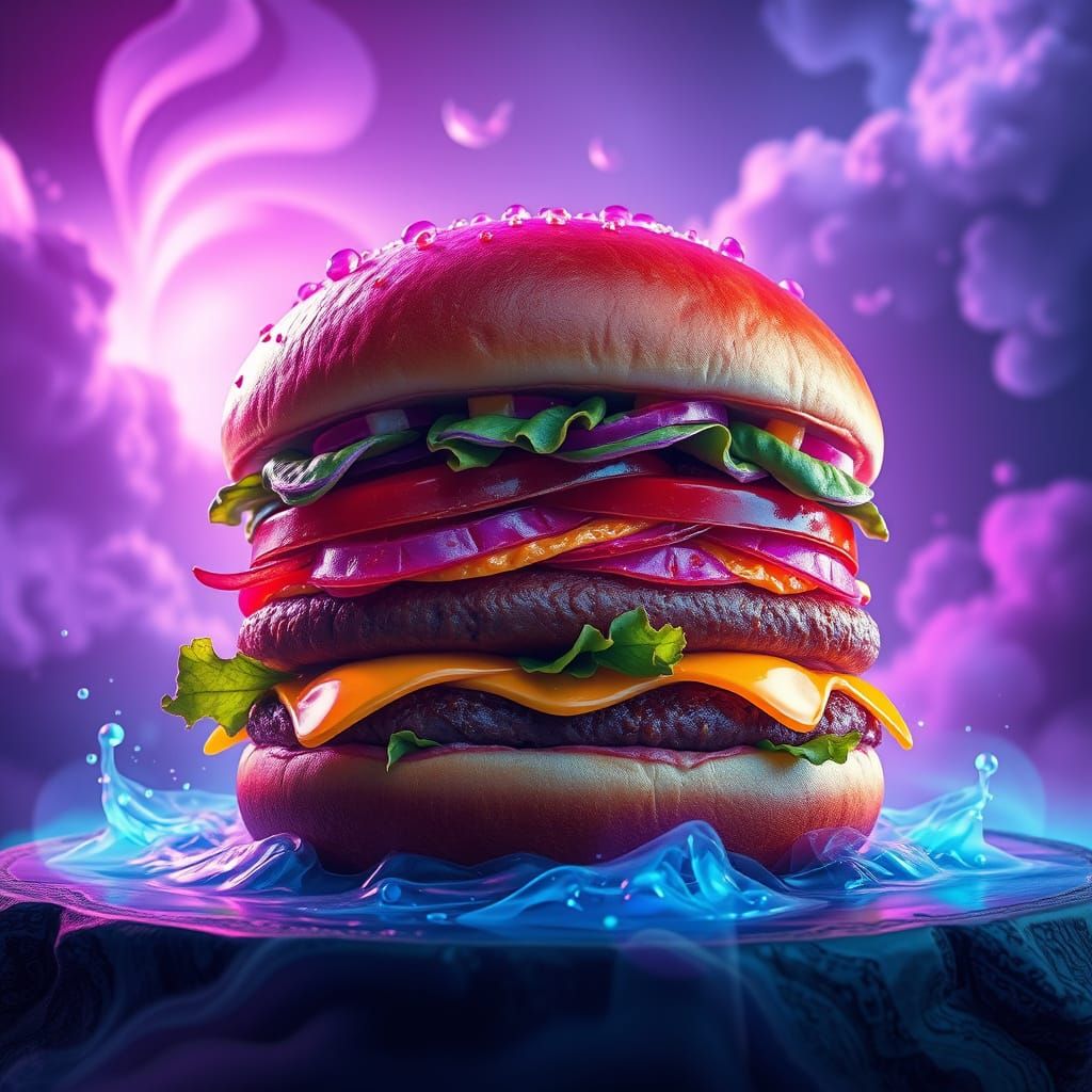 a normal burger - Surreal Burger in Fantasy Realm