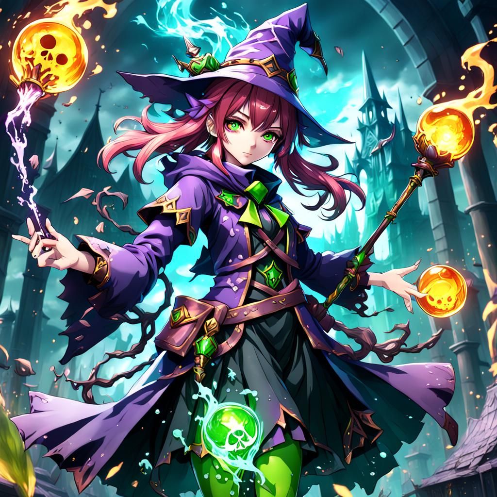 anime poison wizard girl - AI Generated Artwork - NightCafe Creator