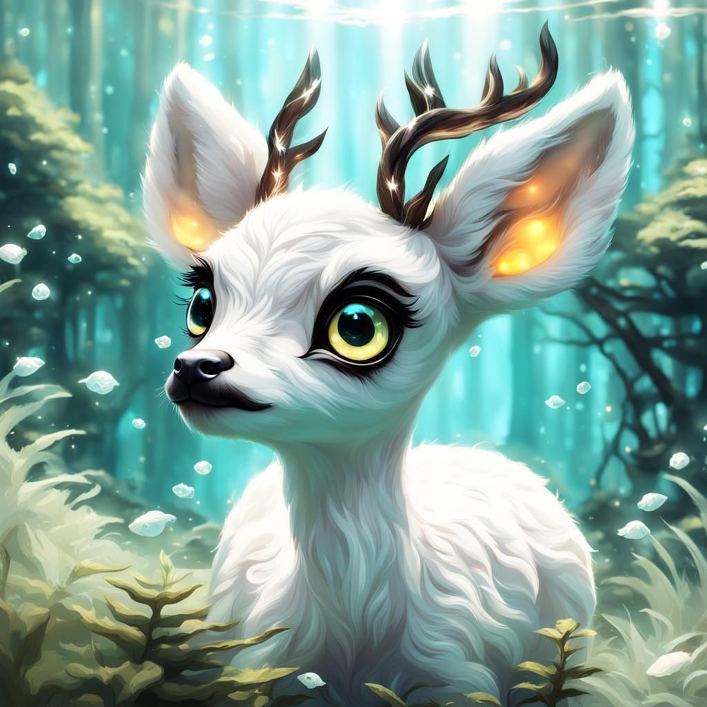 White fawn with big eyes - AI Generated Artwork - NightCafe Creator