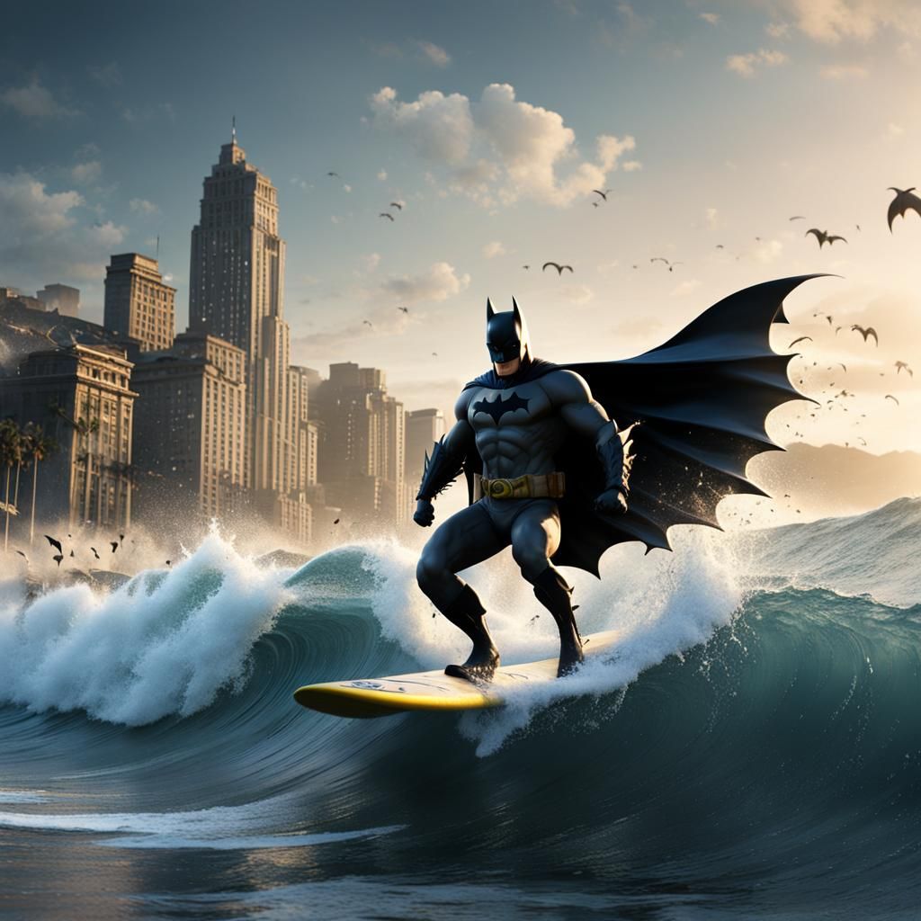 Batman surfing - AI Generated Artwork - NightCafe Creator