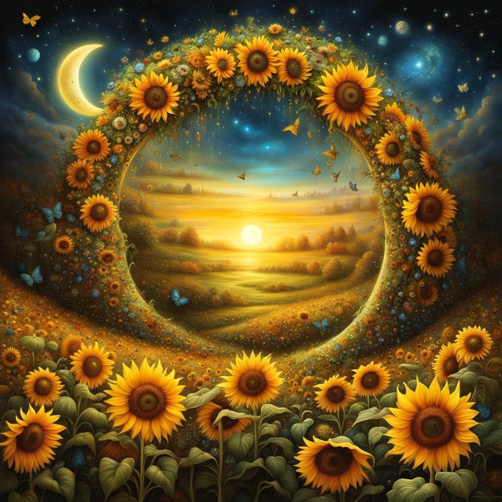 Sunflower magic land - AI Generated Artwork - NightCafe Creator