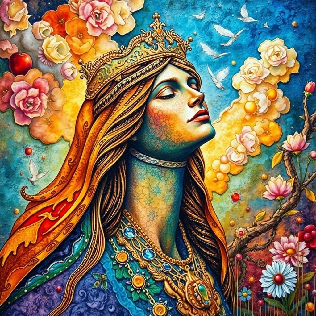 Wisdom From Heaven! - Divine Wisdom in Vibrant Brocade Style