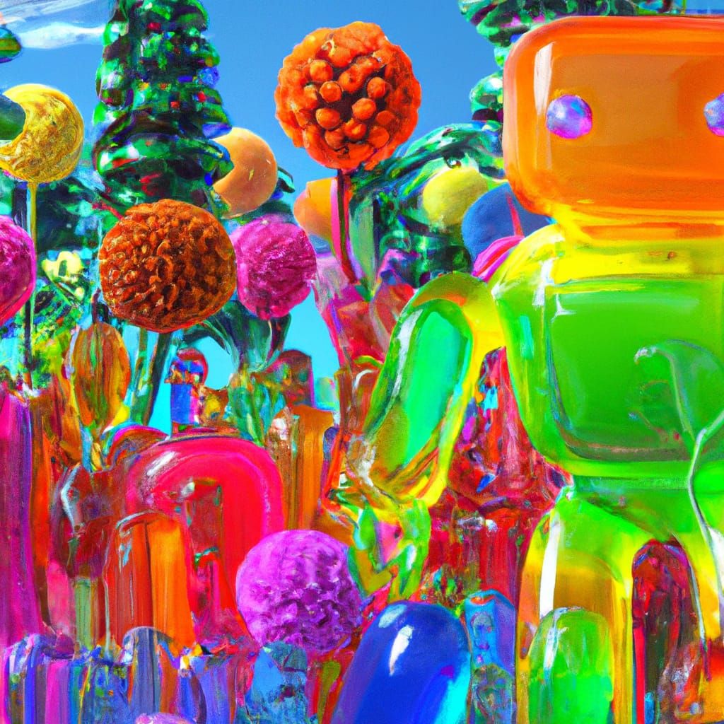 Highly Detailed translucent rainbow jello jelly colored majestic robot ...