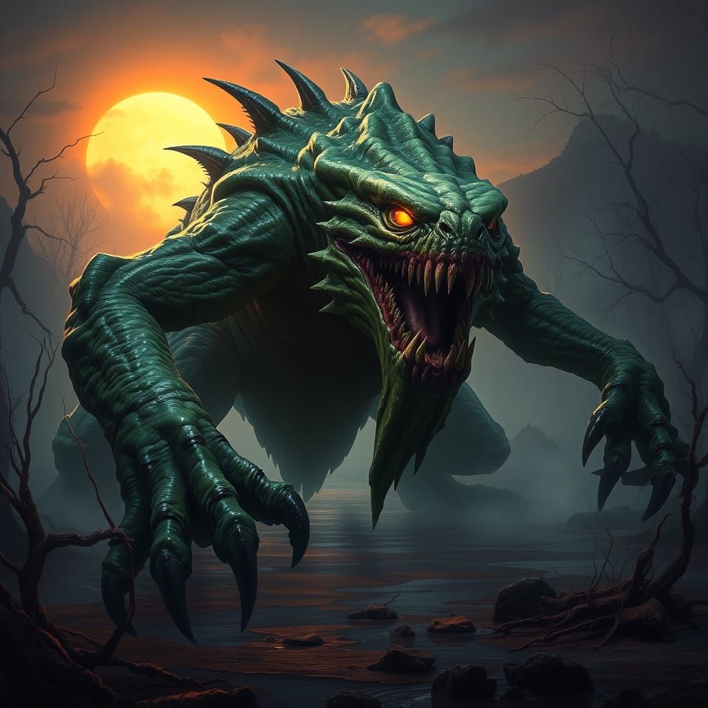 Fantasy Swamp Beast in Hyper-Realistic Style - AI Art