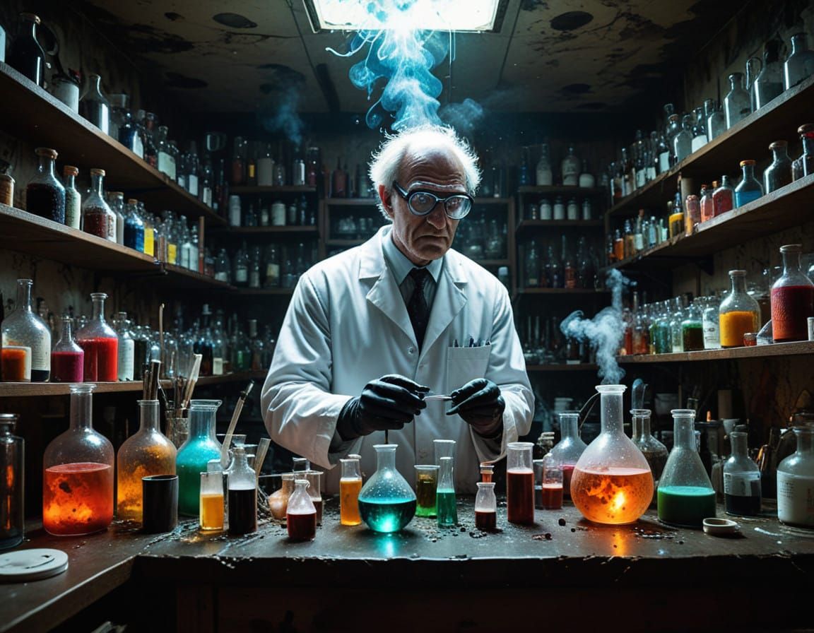 Surreal Laboratory Scene in Bold, Vibrant Colors - AI Art
