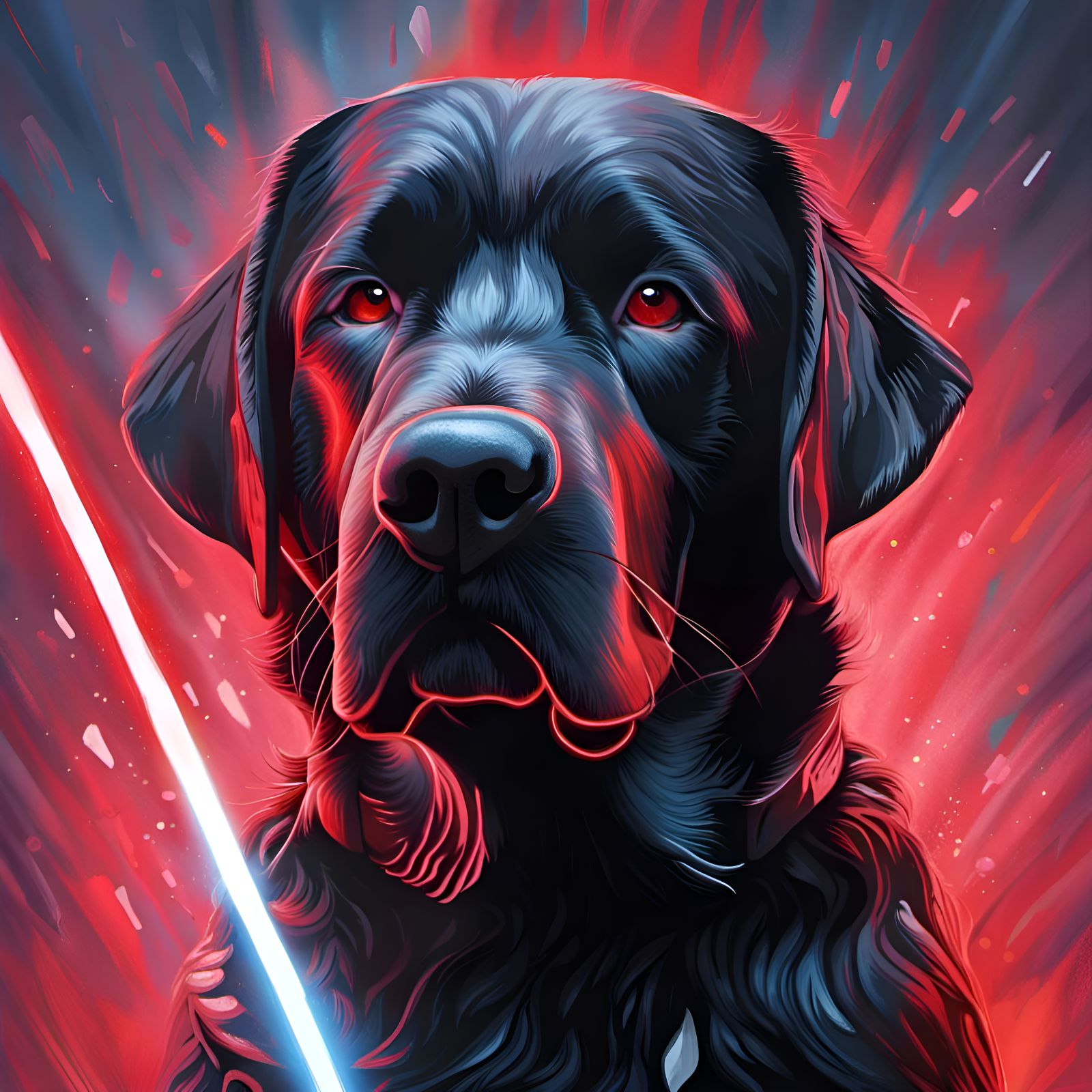 a labrador that looks like darth vader with a red lightsaber - AI ...