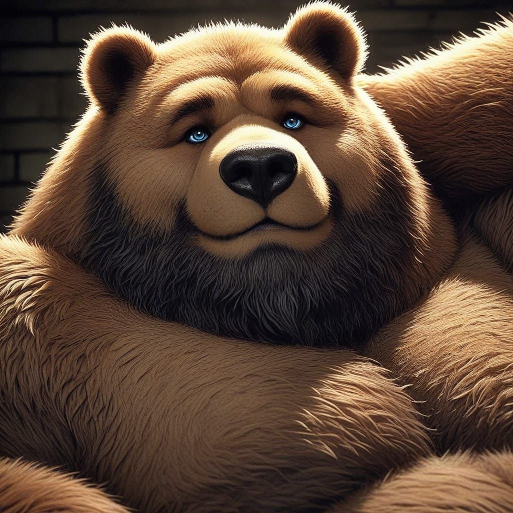 Relaxed Kodiak Bear in Anime Style - AI Art