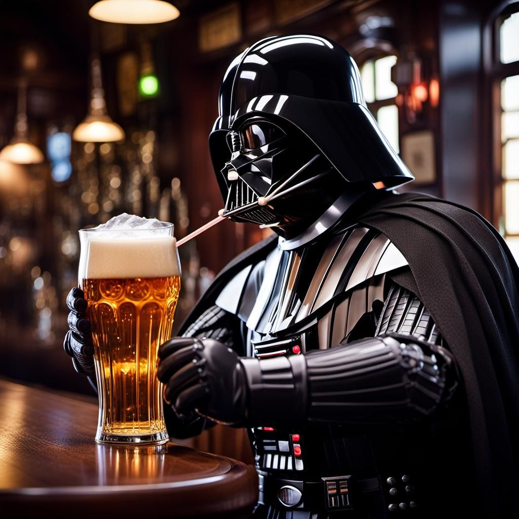 Darth Vader drinks beer through a straw. (3) - AI Generated Artwork ...