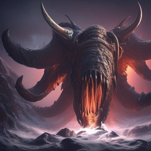 Evil tusk mastodon demon wings angry ice a masterpiece, 8k resolution ...