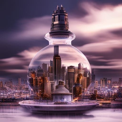Future city in a bottle - AI Generated Artwork - NightCafe Creator