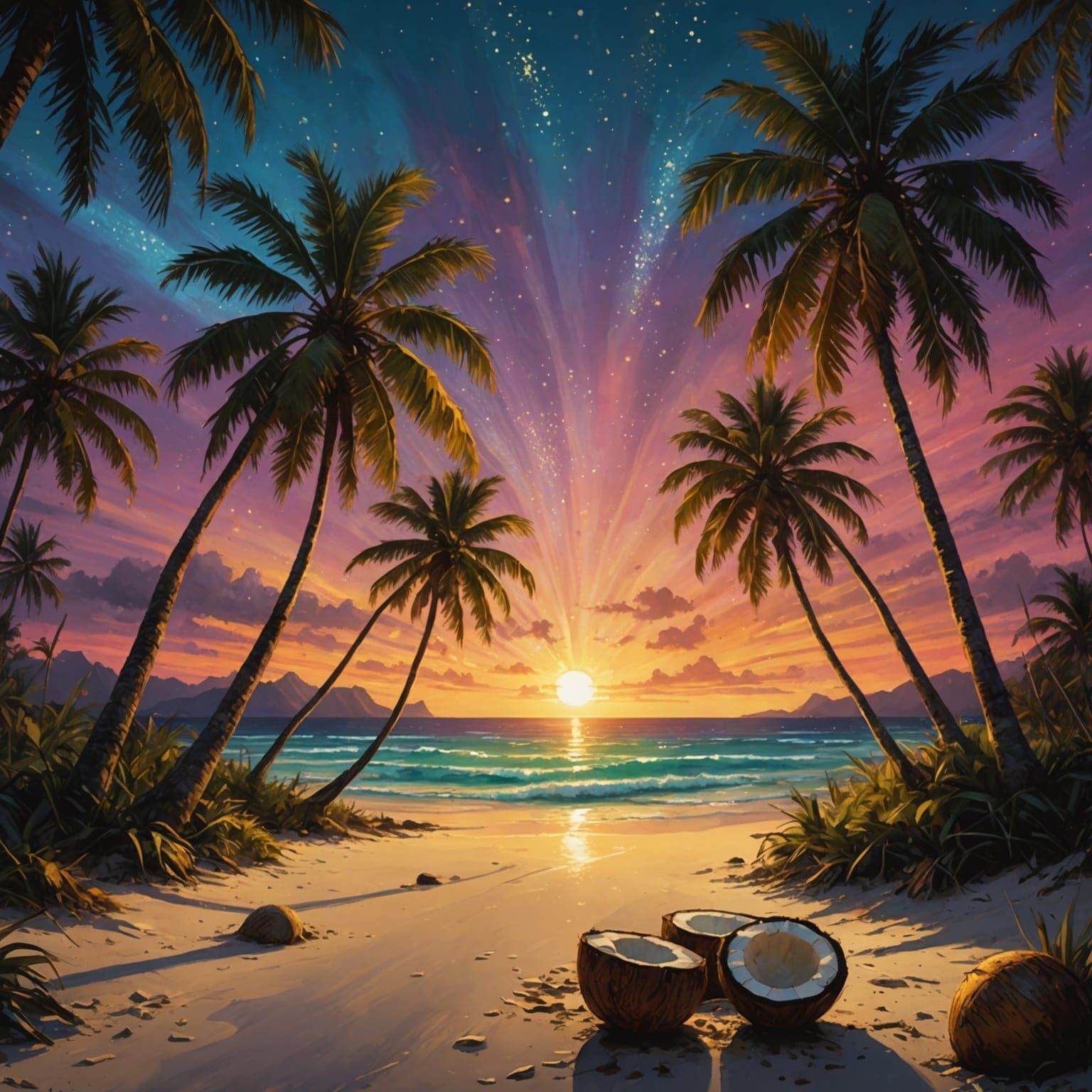 Beach Sunset- Daily challenge #717 - NightCafe Creator