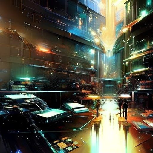 "galactic alien library" space vista by Jeremy Mann, Carne Griffiths ...