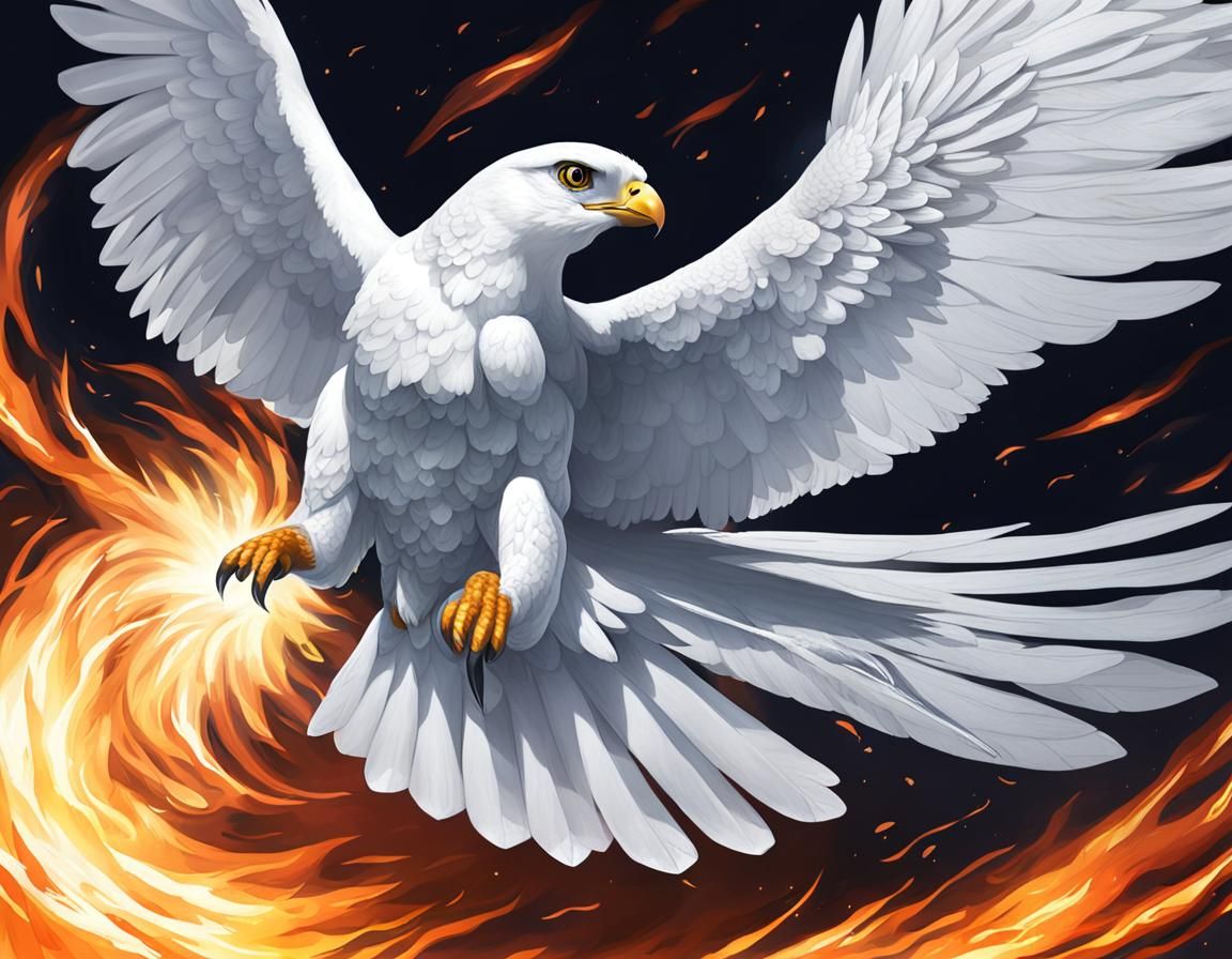 Soaring White Flame Falcon - AI Generated Artwork - NightCafe Creator