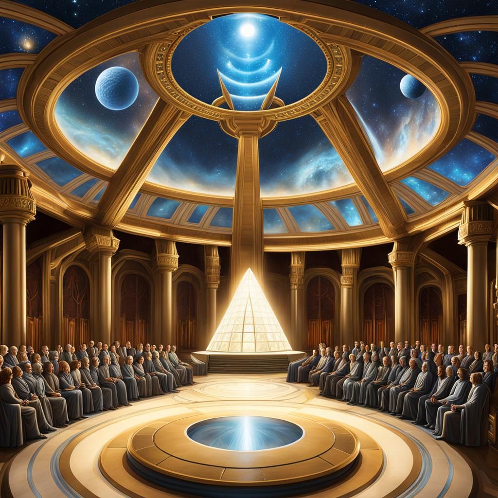 Galactic Federation High Council planetarium meeting in the Royal Hall ...