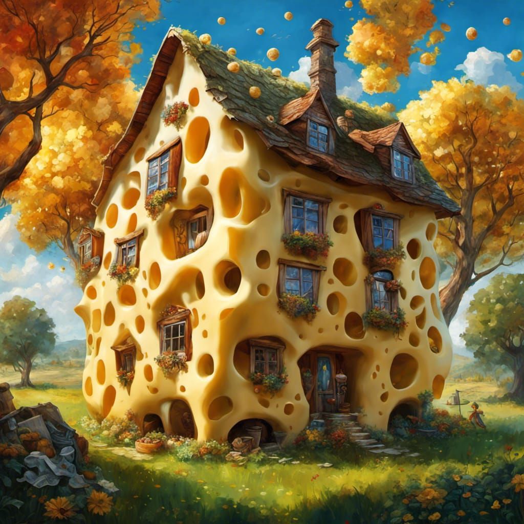 Swiss Cheese Farm House. - AI Generated Artwork - NightCafe Creator