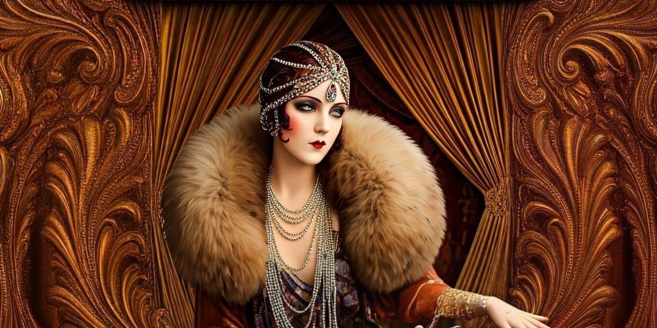 Sultry Flapper - 1920s Flapper Girl with Gilded Arm
