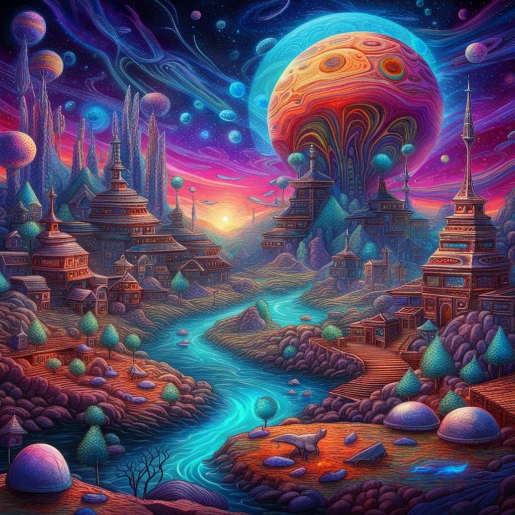 Alien village on a far distant world. - AI Generated Artwork ...