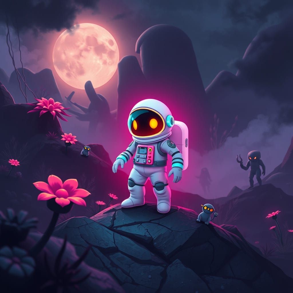 Spooky Pokemon Astronaut Explores Alien World in E... - AI Art