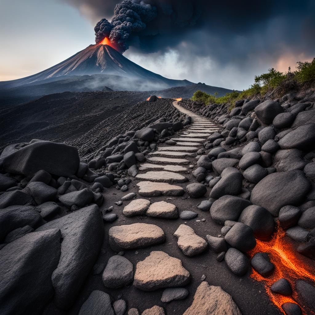Volcanic Path - AI Generated Artwork - NightCafe Creator