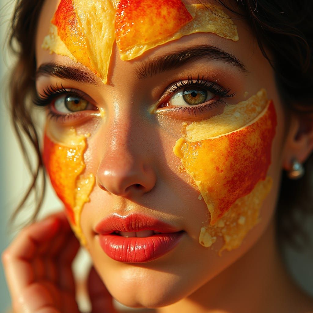 Fruit mask - Fruit Portrait in Vibrant Pop Art Style