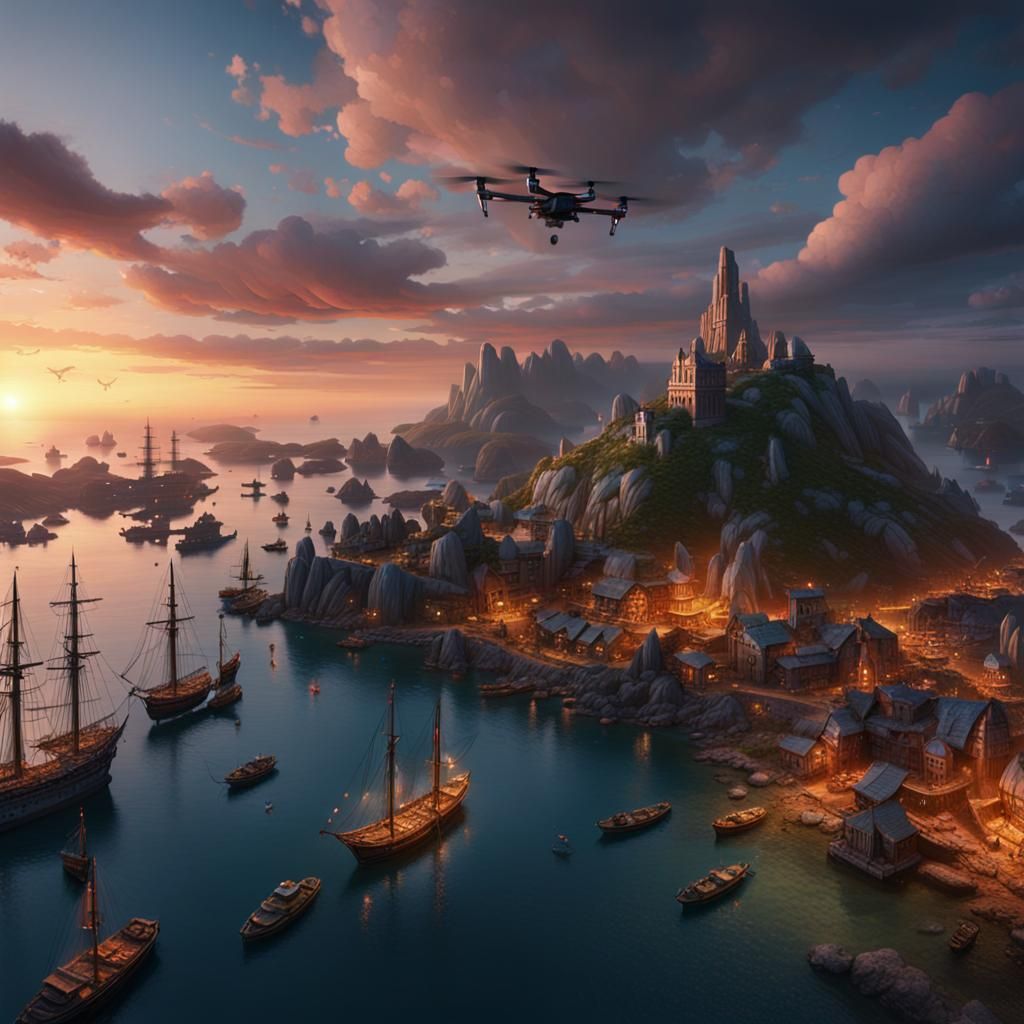 Beautiful majestic fantasy harbor. - AI Generated Artwork - NightCafe ...