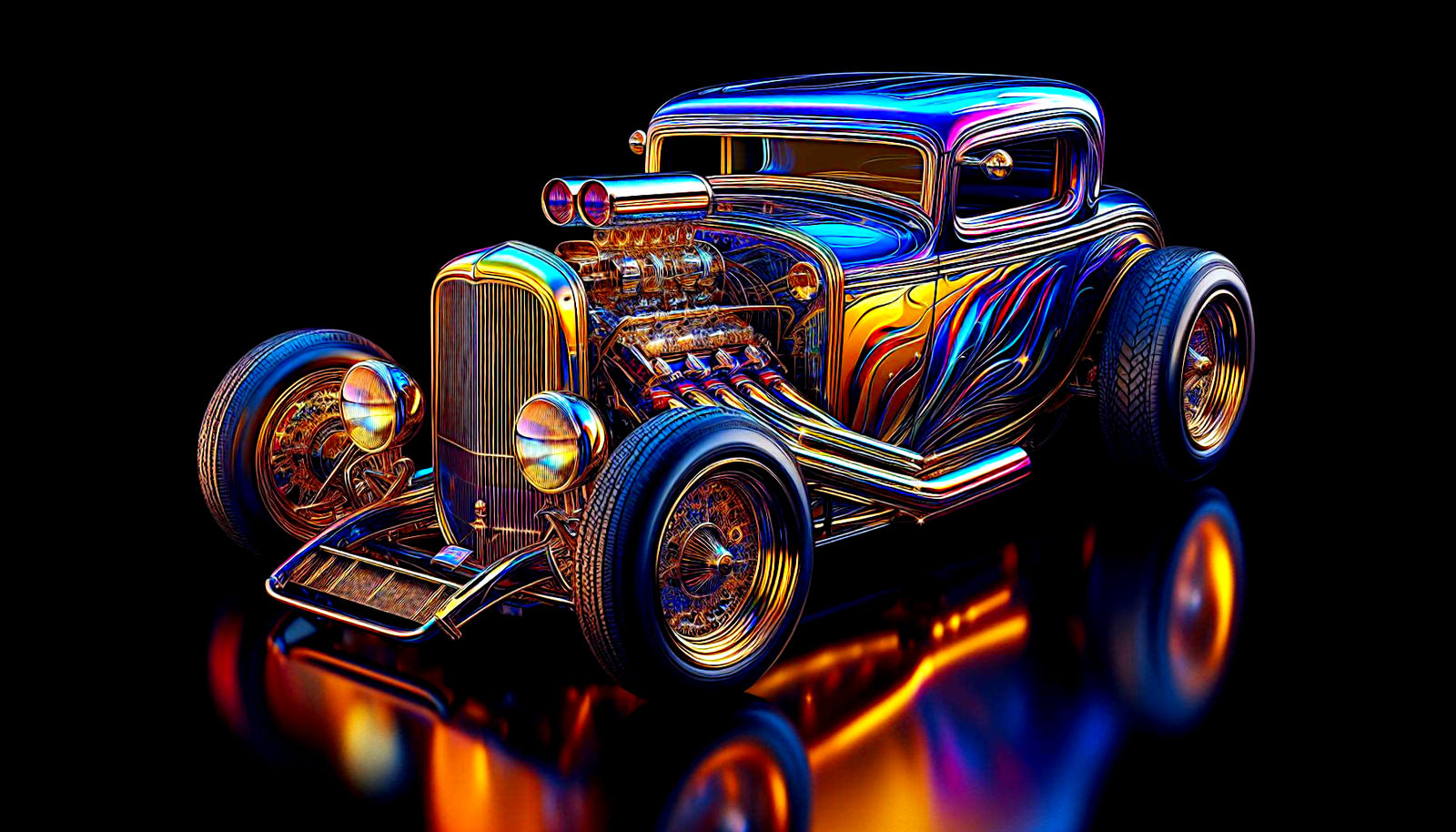 Chrome Hot Rod - AI Generated Artwork - NightCafe Creator
