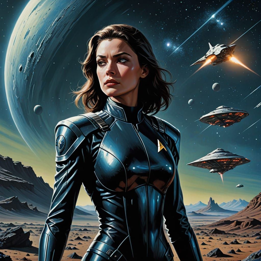 Starfleet Cadet Confronts Cosmic Horror in Desolat... - AI Art