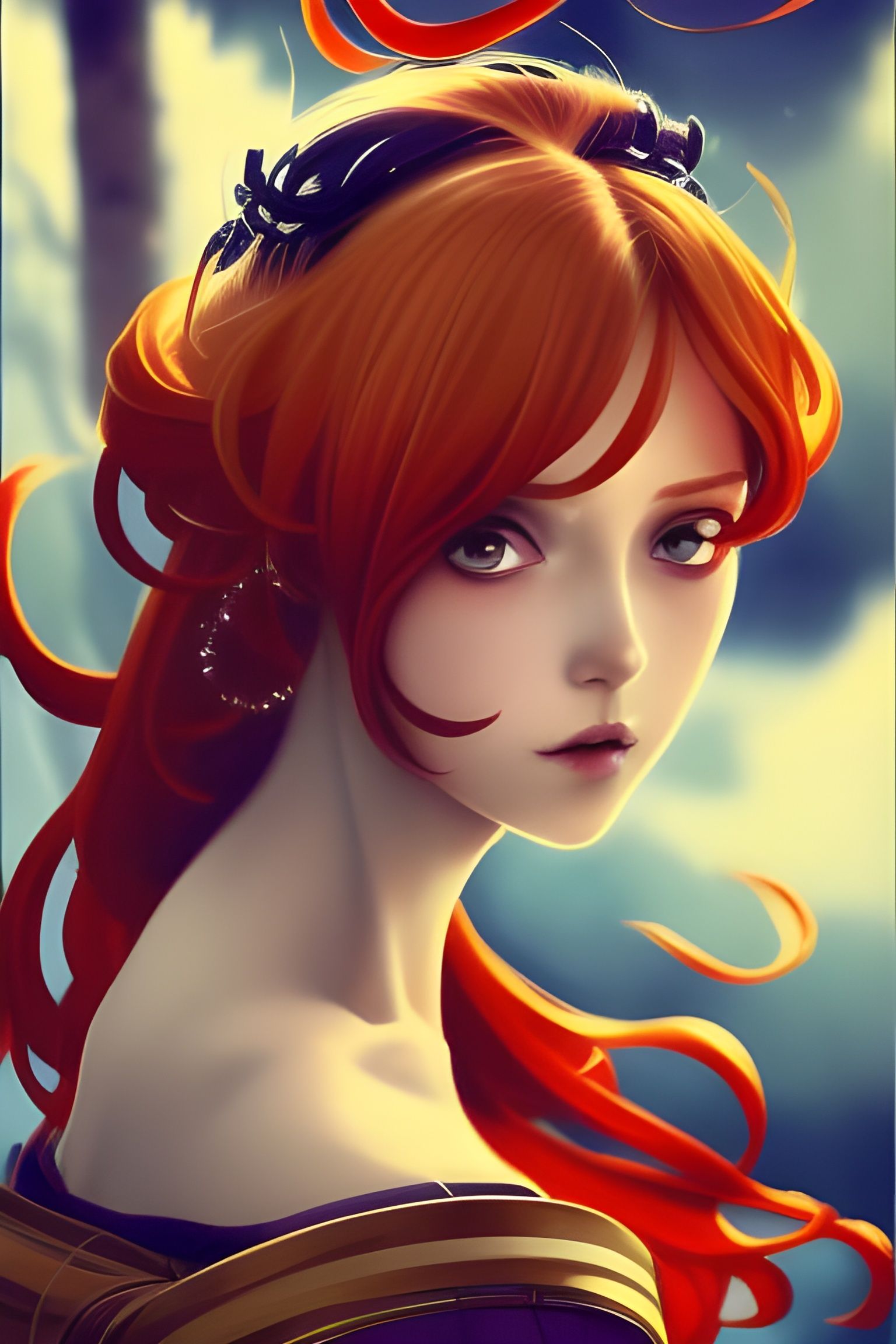 Hottest anime princess in red hairs - AI Generated Artwork - NightCafe ...