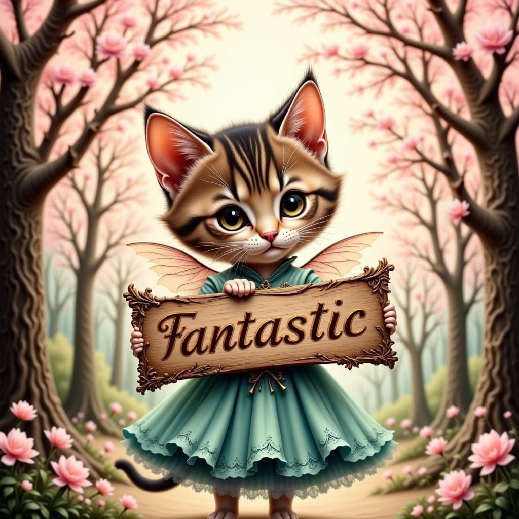 Chibi Tabby Cat Goddess with Wings in Renaissance-... - AI Art