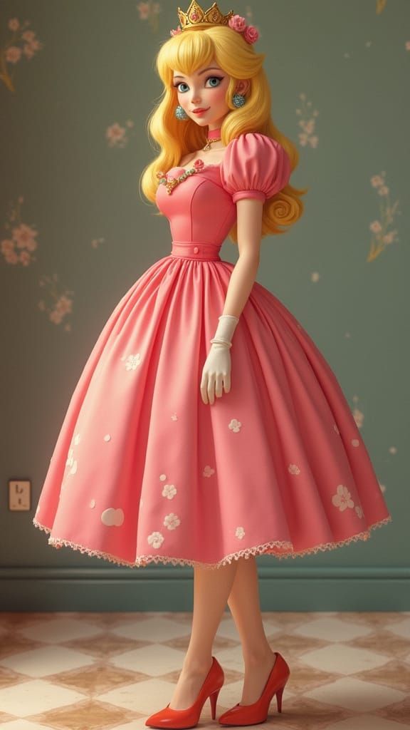 Princess Peach in Swinging Sixties Style - AI Art