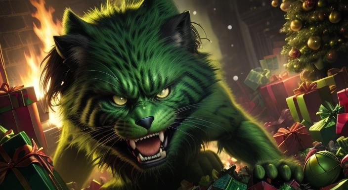 Grinch Cat - AI Generated Artwork - NightCafe Creator