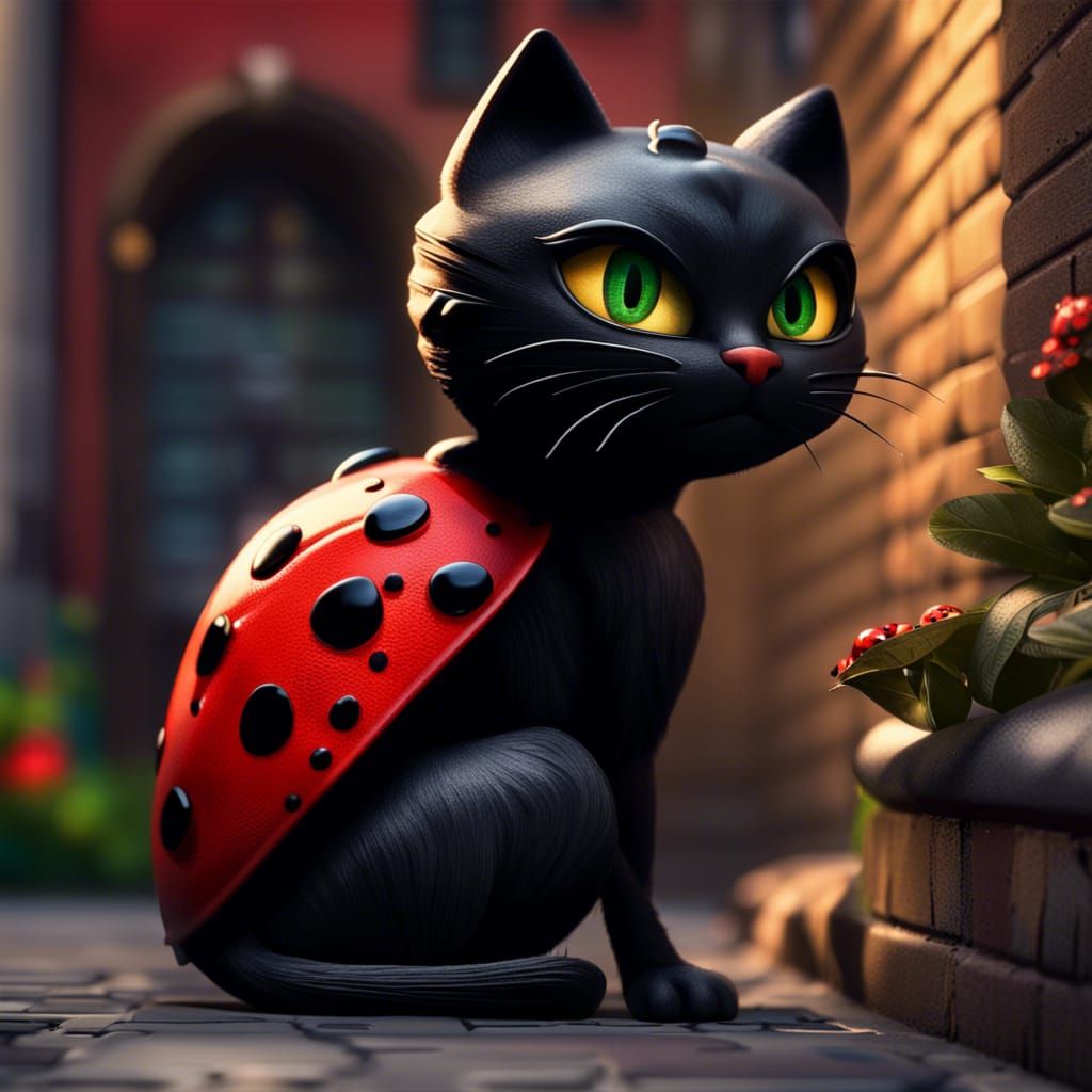 Black Cat Ladybug Hybrid - AI Generated Artwork - NightCafe Creator
