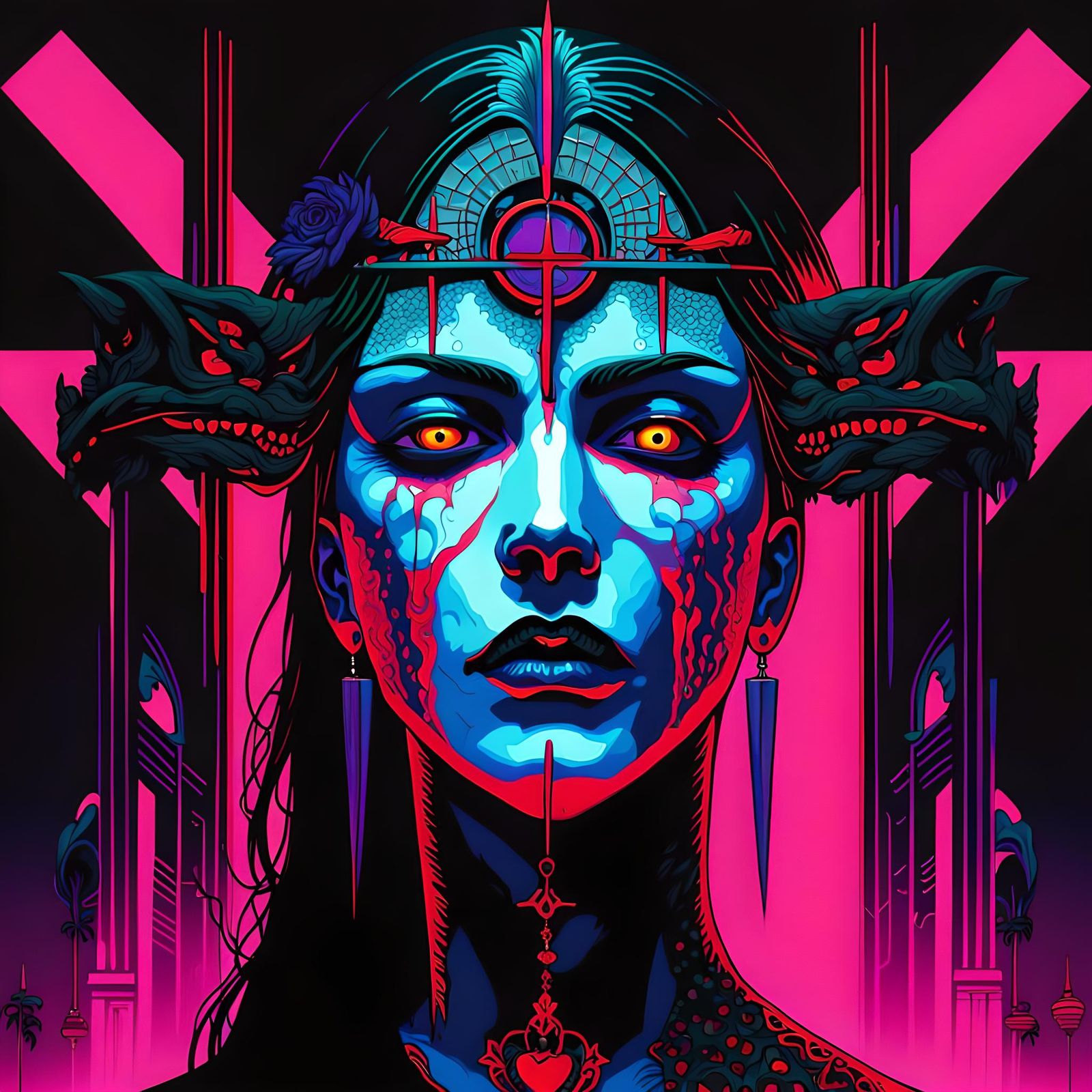 Black Metal synthwave neon retro horror Gustave Doré hatred Greg ...