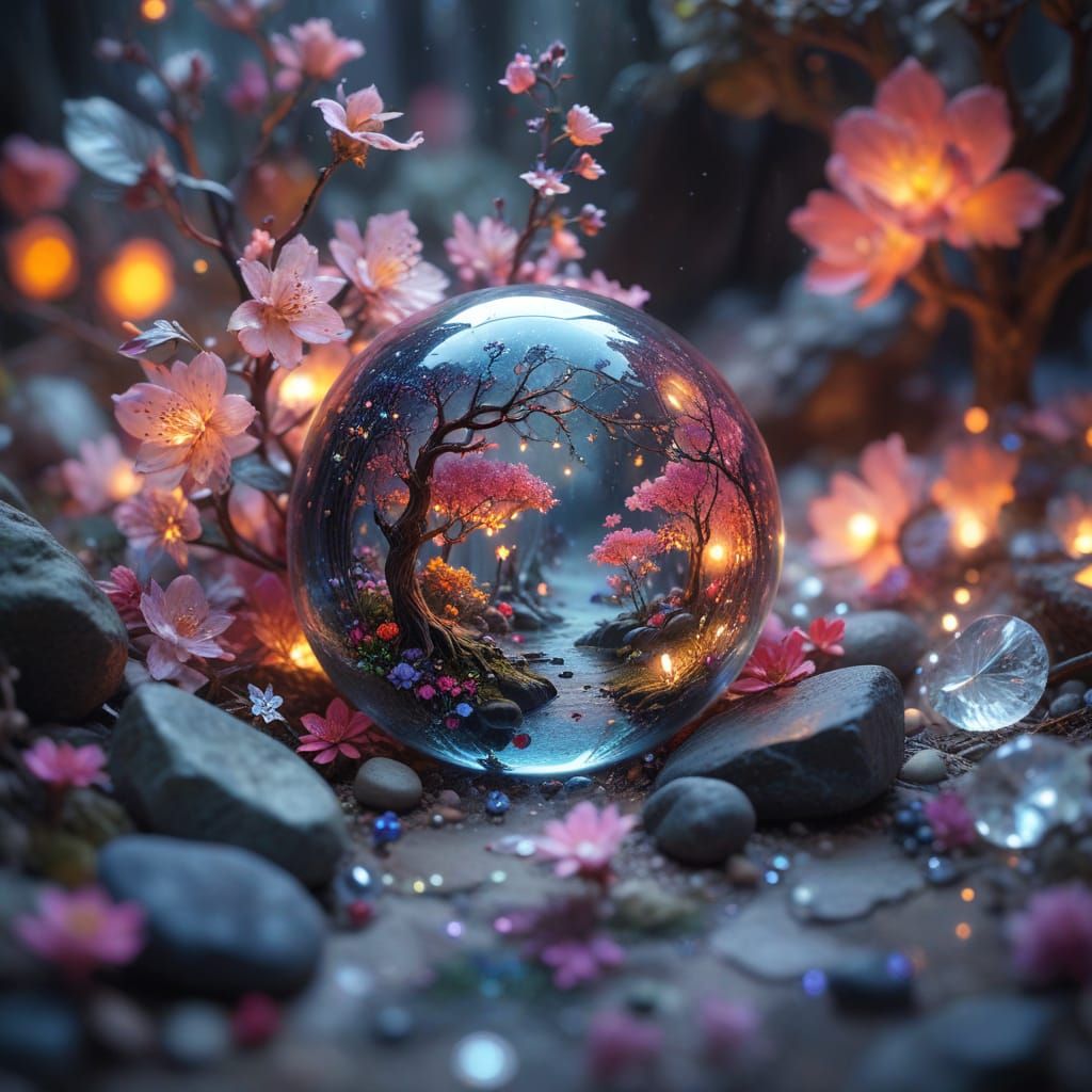 Miniature glass world - Glassy Fantasy World in Vibrant Colo...