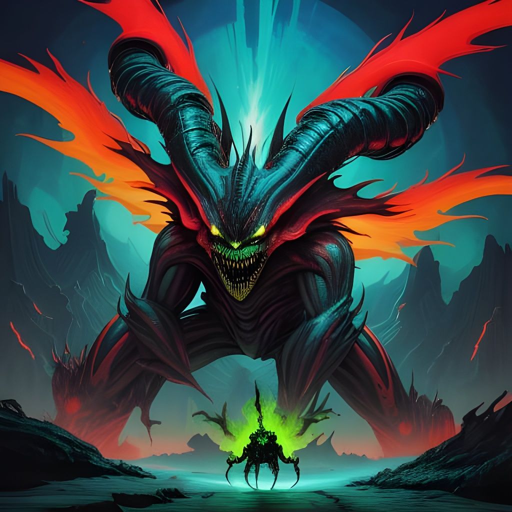 Bizarre Futuristic Alien Creature in a Vibrant, Co... - AI Art