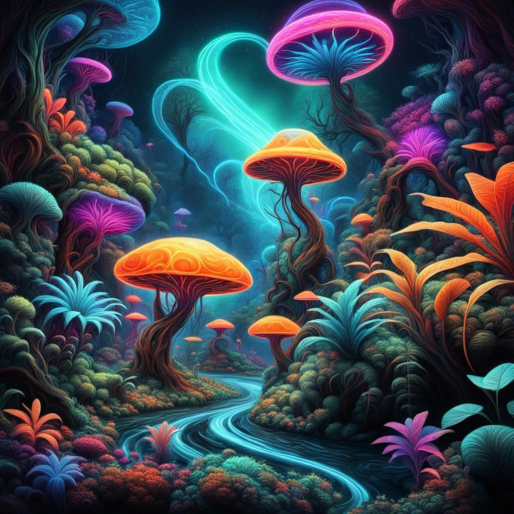 Whimsical alien jungle - AI Generated Artwork - NightCafe Creator