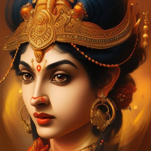 Hindu goddess Devi head and shoulders portrait, 8k resolution concept ...