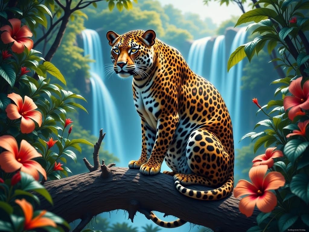 Jaguar in a Tropical Rainforest