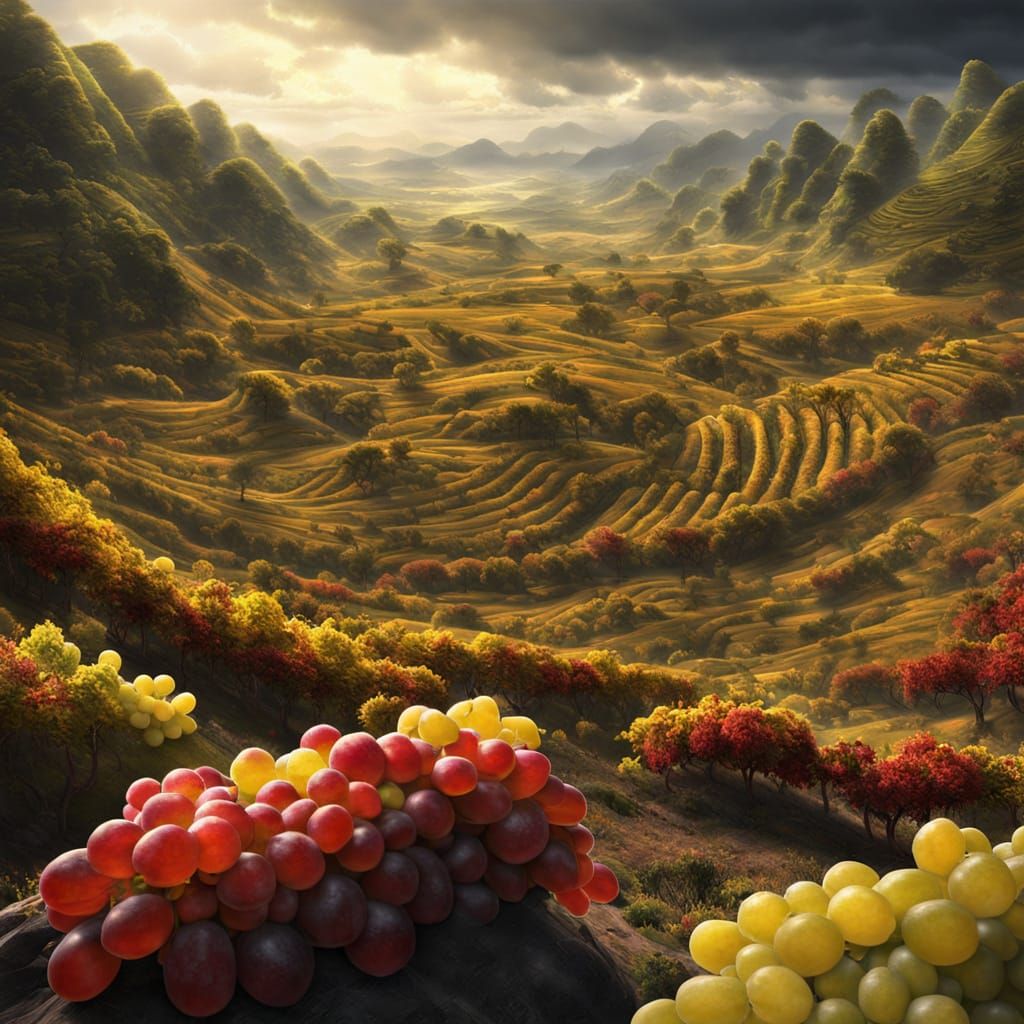 Epic Alien Vineyards in a Distant Landscape - AI Art