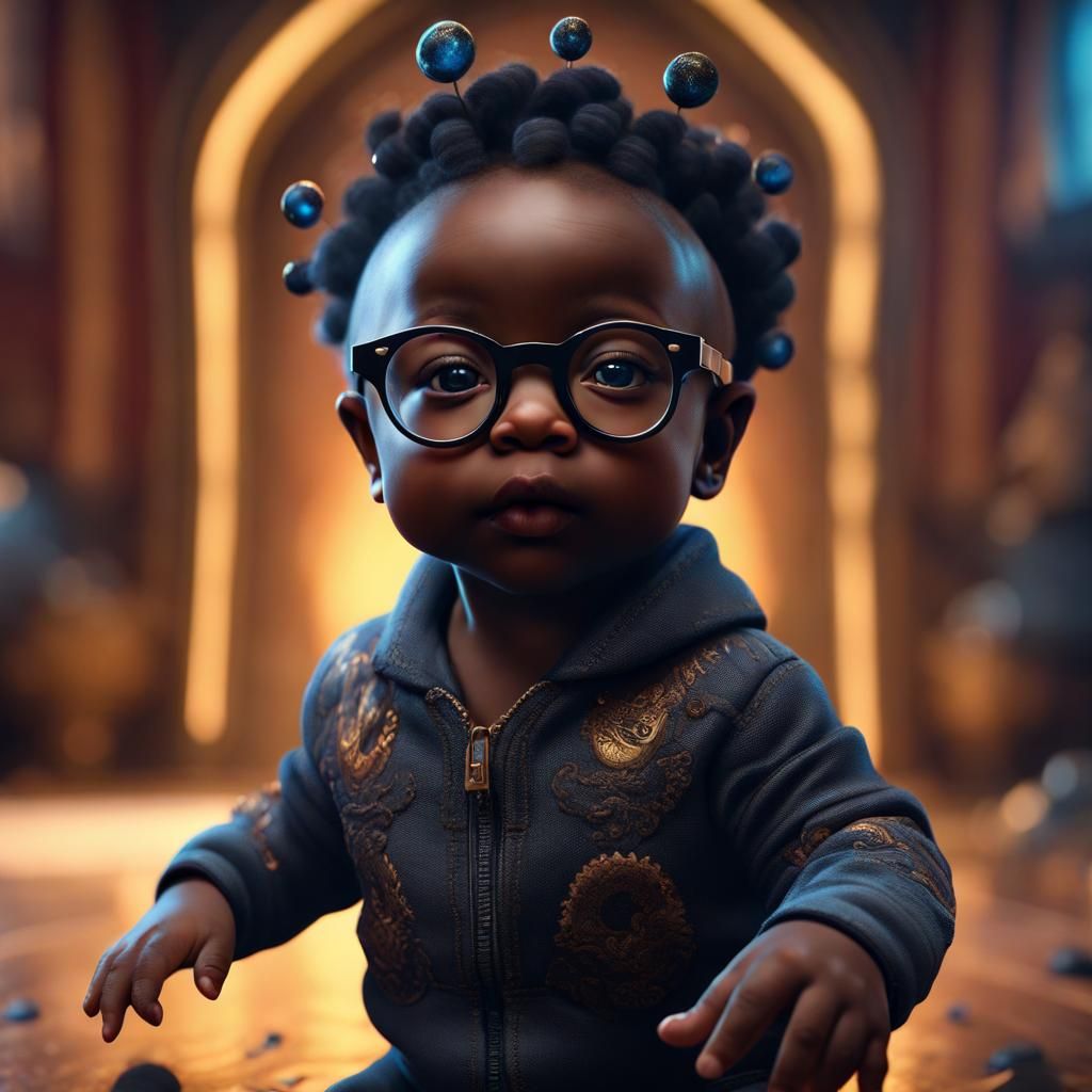 BLACK BABY WITH GLASSES - AI Generated Artwork - NightCafe Creator