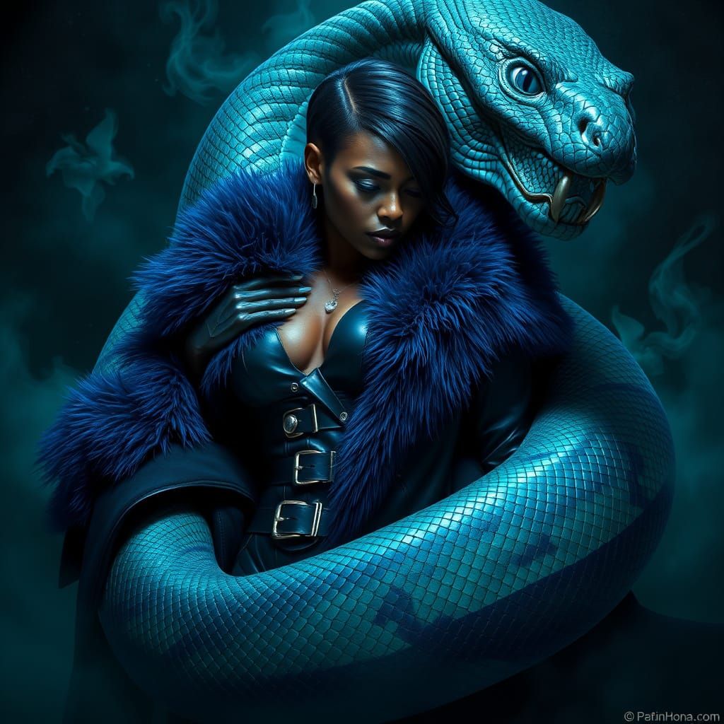 Dark Fantasy Scene: Snake Devours Woman in Lavish ... - AI Art