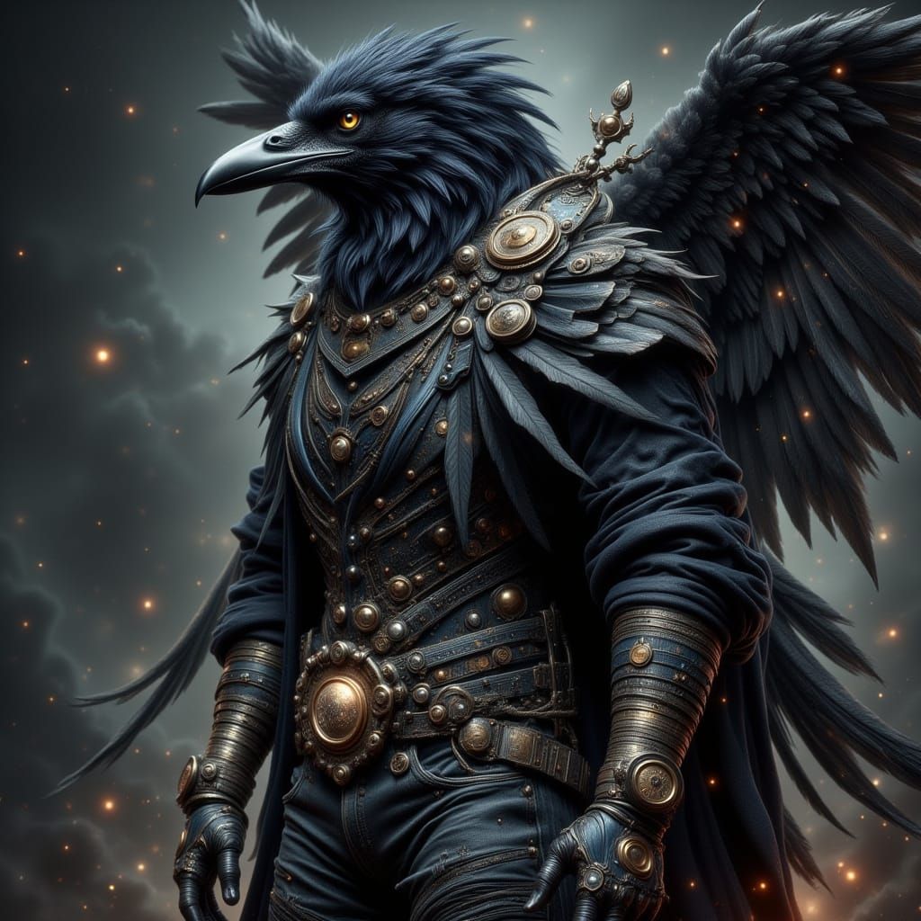 Rex The Rook Harlow in Cyberpunk Victorian Attire - AI Art