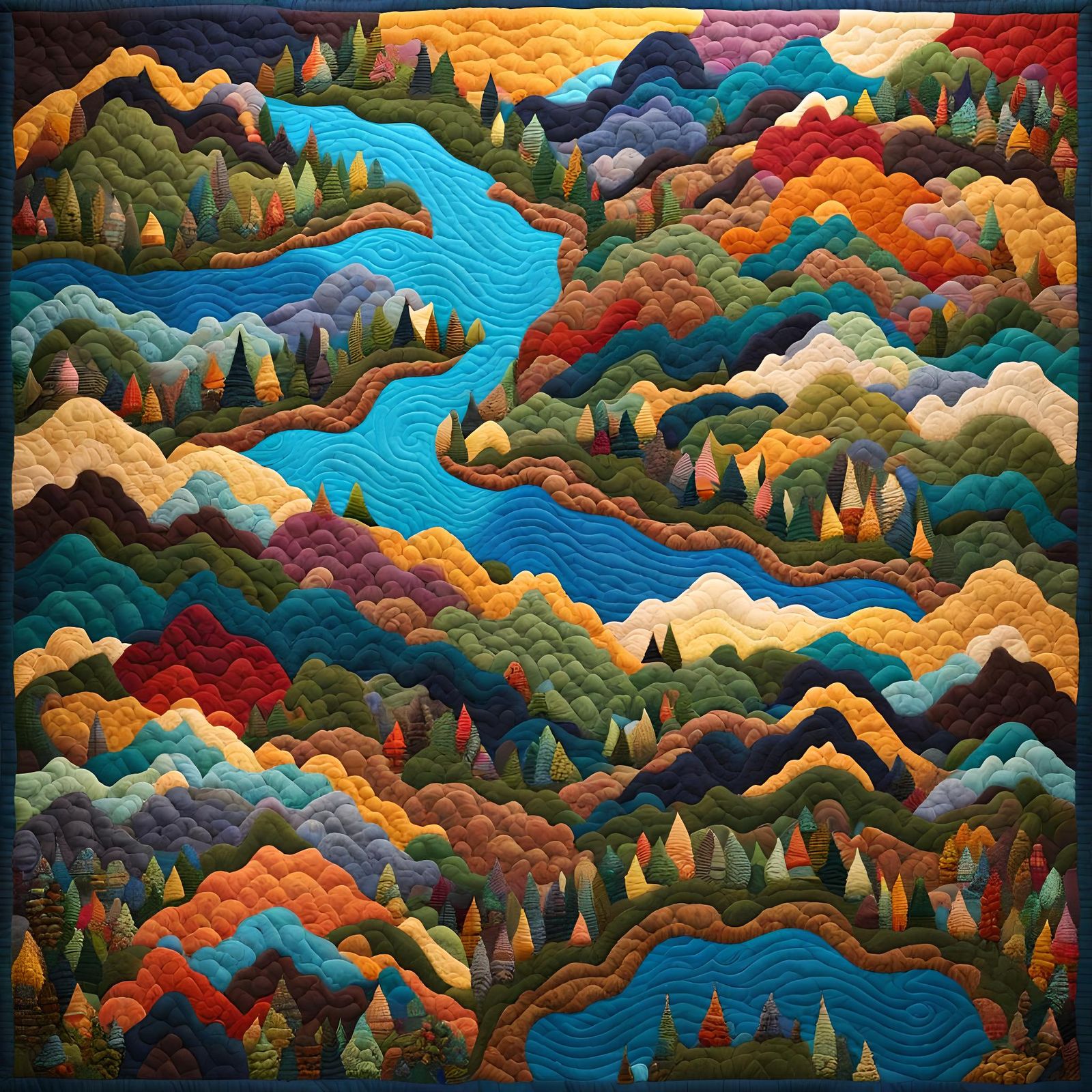 Quilted Map - AI Generated Artwork - NightCafe Creator