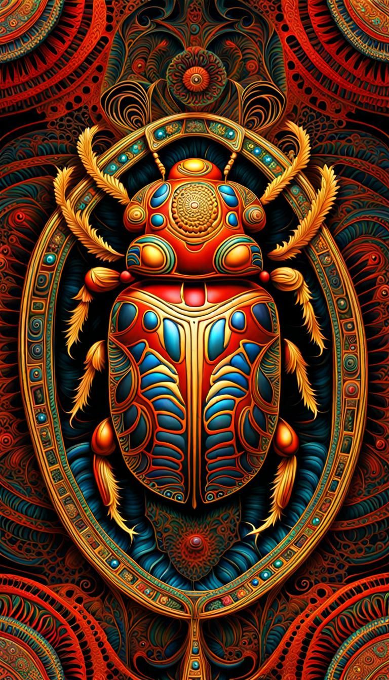 X Prompt: a hyper-detailed, vivid image of a Scarab, fractal art ...