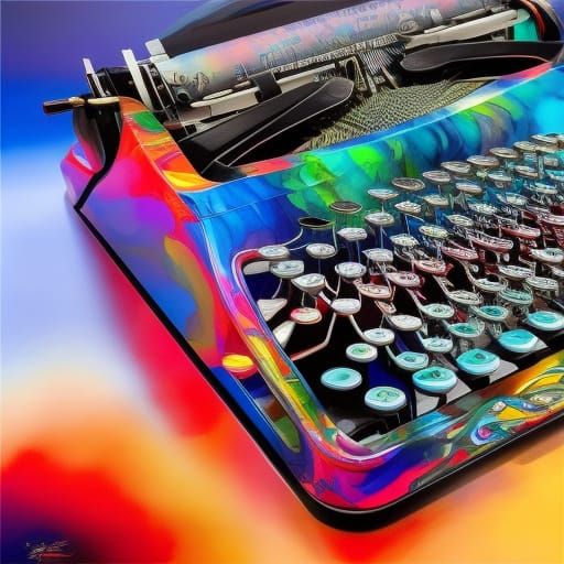 Colorful typewriter:: acrylic ink flow: 8k resolution photo realistic ...