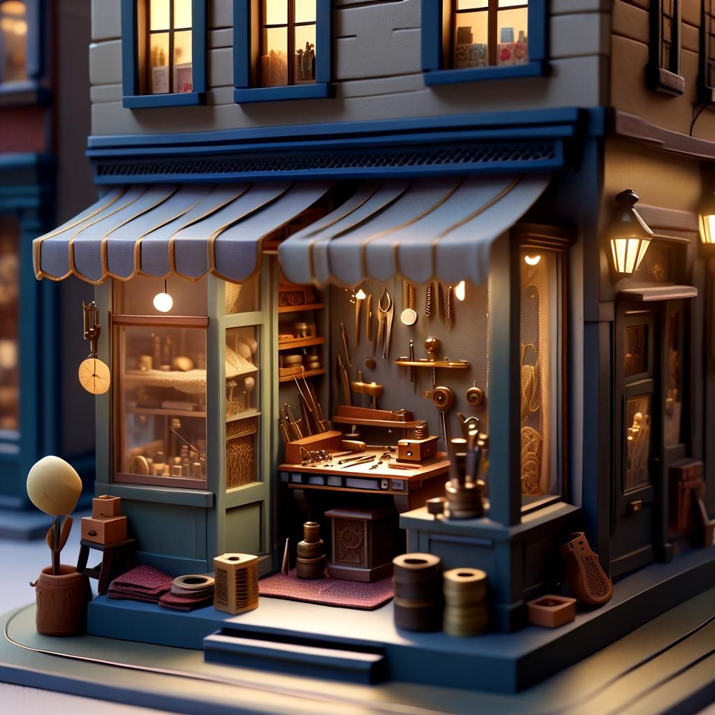 A Small Business - Microscopic Fantasy Tailor Shop in Hyper-...